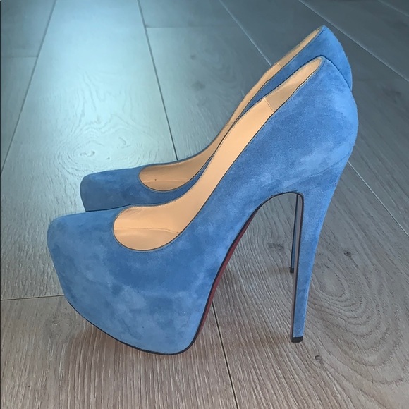 Christian Louboutin | Shoes | Suede Sky Blue Platform Christian ...